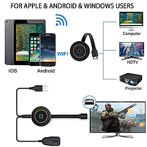 Wireless Display Dongle, 4K WiFi Portable Display Receiver 1080P HDMI Screen Mirroring Compatible with iPhone Mac iOS Android to TV Projector Support Miracast Airplay DLNA No Switching