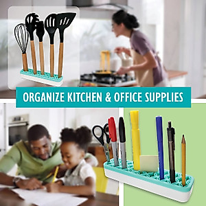 The Beadsmith Keeper Crafter Silicone Holder – Flexible Dividers Accommodate Makeup & Beauty Supplies, Sewing, Art & Paint Brushes, Jewelry Making Tools, Desk/Office Storage