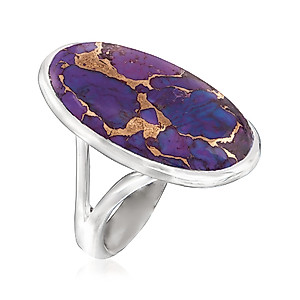 Ross-Simons Oval Purple Turquoise Ring in Sterling Silver. Size 8