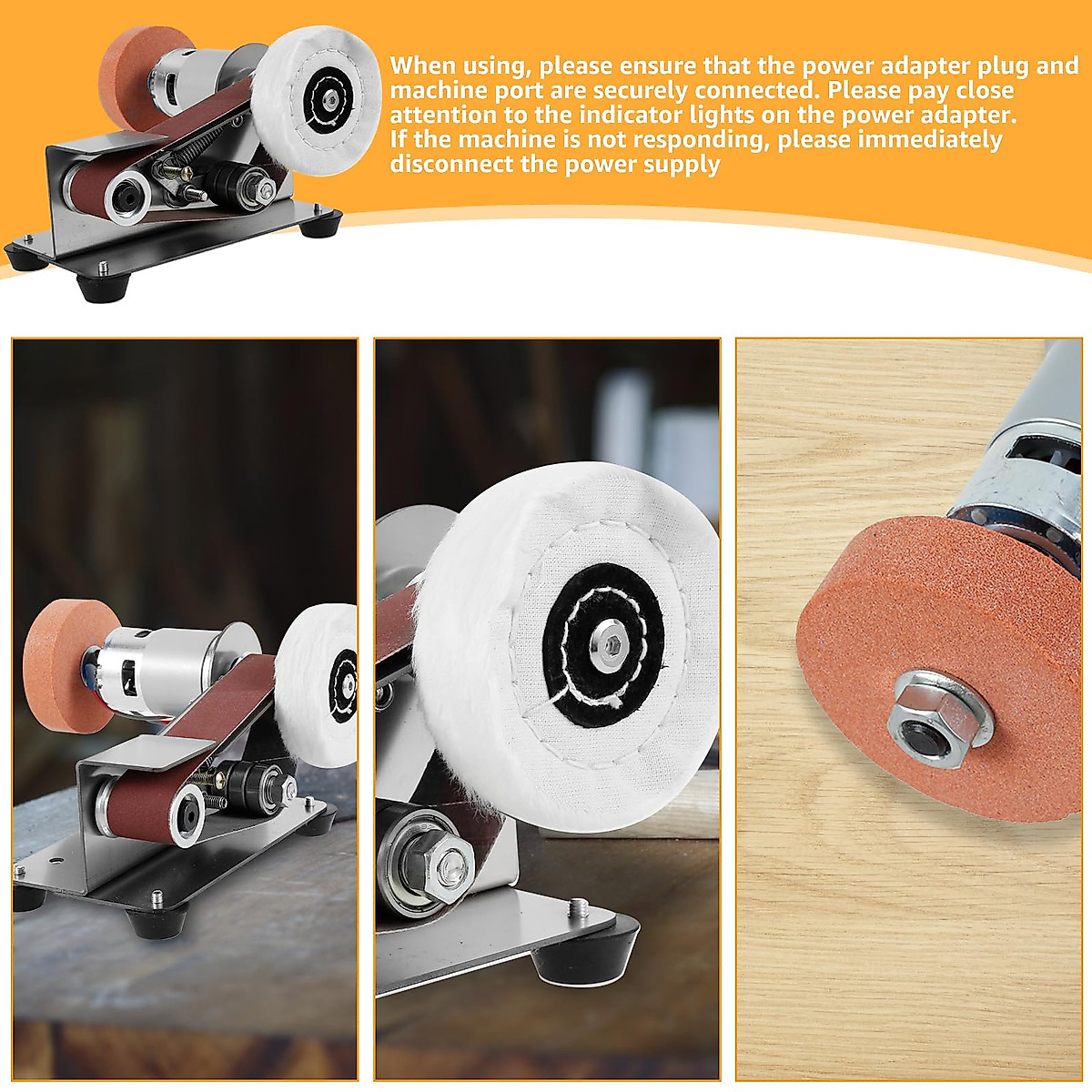 Mini Belt Sander, 15° Electric Knife Sharpener Bench Grinder Sanding Machine, 7 Adjustable Speed Electric Belt Grinder, Low Noise Cutter Sharpener Sander, Polishing Grinding Machine for Metal Jewelry