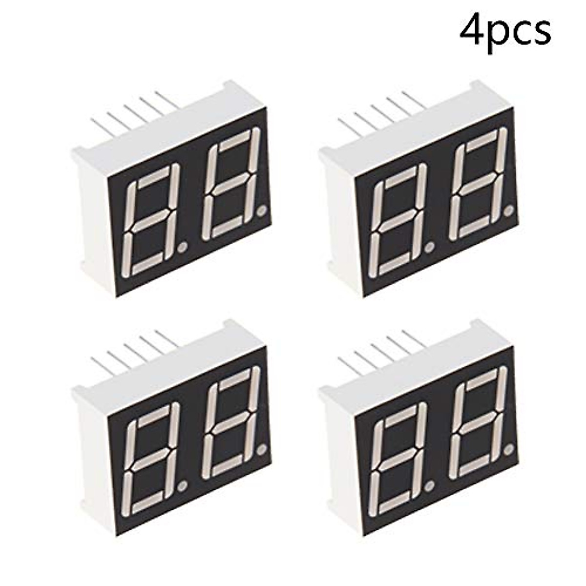 Bettomshin 4Pcs LED Digital Dispaly Common Cathode 10 Pin 2 Bit 1.34 x 0.94 x 0.31inch(LxWxH) 0.56" Red Display Digital Dispaly 5621AH