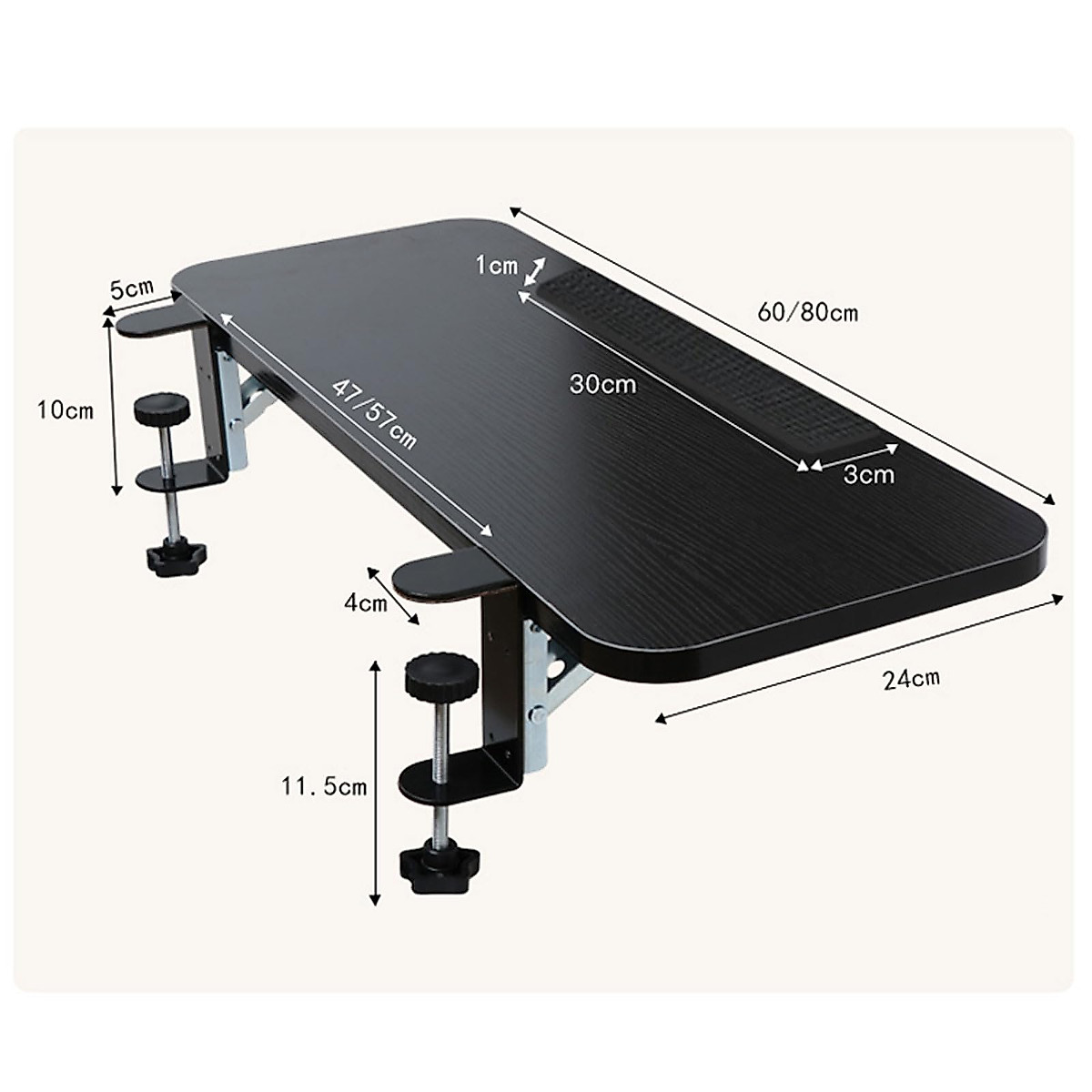 TODDLA Keyboard Tray, Ergonomics Desk Extender Tray, Multi-Angle Adjustable,Table Mount Armrest Shelf, Computer Elbow Arm Support, Computer Elbow Bracket, Desktop Extension Board-Teak||65 * 24cm