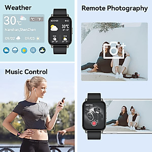 Smart Watch for Men Women IP68 Waterproof Smart watches Fitness Tracker with Blood Pressure Heart Rate Sleep Monitor, 1.69" Touch Screen Smartwatch Compatible with Android iOS Phones Step Counter