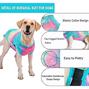 Uadonile Dog Surgery Recovery Suit, Surgical Recovery Suit for Dog Male Female, Spay Neuter Dog Recovery Suit, Cone Alternative Dog Surgical Onesie, Tie-dye Green, XXL
