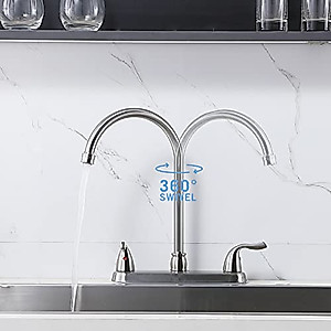 HOTIS HOME Brushed Nickel 3 Hole Kitchen Faucet, 2 Handle 4 Hole Kitchen Faucet, High Arc Swivel Spout Stainless Steel Sink Faucet for Rv Camper