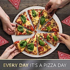 La & Li Pizza Stone for Grill and Oven - 13" Ceramic Round Oven Pizza Stone Set with Multipurpose Rack with Handles, 6 Plates, & Apron - Pizza Stone for Oven for Baking, Pizza, Bread, Cookies, & More