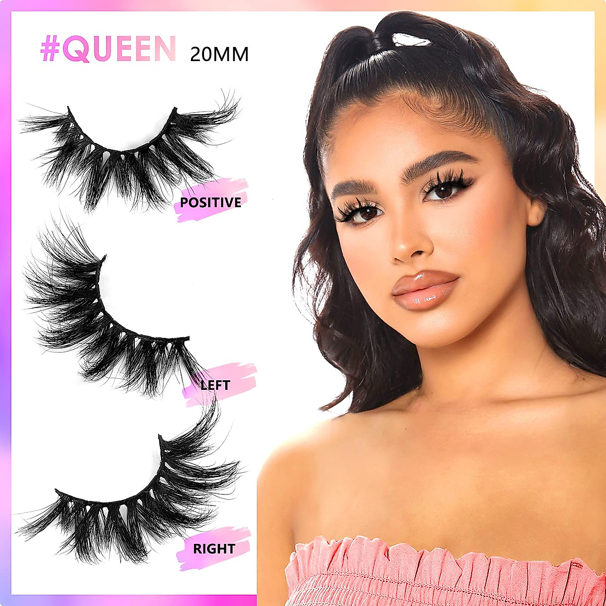 Barbiely 20mm Mink Lashes, 3D Real Mink Lashes, 3 Pairs Fluffy Dramatic False Eyelashes, 100% HandMade Mink Lshes, 6D Wispy Long Thick Full Volume Strip Eye Lashes, Cruelty Free(Party Time)