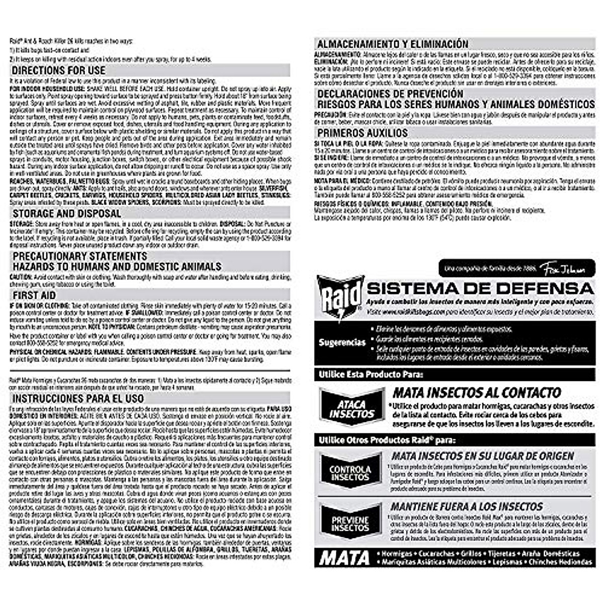 Raid Ant & Roach Killer Lavender, 17.5 Oz (Pack - 2), 16 Lb