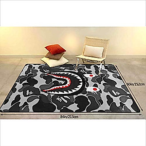 Ba-pe Shark Face Cool Camo Modern Area Rug,Throw Rugs Carpet Floor Pad Rugs Bathroom Rug Mat Yoga Mat Home Decor for Kitchen/Living/Bedroom/Playing Room