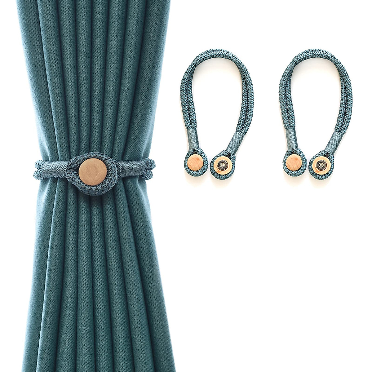 2 PCS Curtain Rope Holdbacks,Magnetic Curtain Tiebacks Magnetic Curtain Rope Holdbacks Handmade Curtain Tie Backs Elegant Curtain Rope Holdbacks