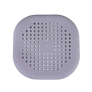 Generic Drain Hair Catcher Square Silicone Trap Shower Drain Cover with Suction Cups for Bathroom Bathtub Kitchen Filter Flat Strainer 2 Pack Mesh Strainers for Sink (Grey, One Size), Gray, cAKCoHS1y