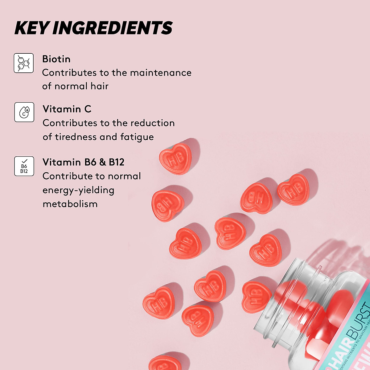 HAIRBURST Chewable Hair Vitamins for Faster Hair Growth, Gummy Vitamins with Biotin for Hair for Stronger, Longer, Thicker Hair, Hair Vitamins for Women and Men, 60 Gummies
