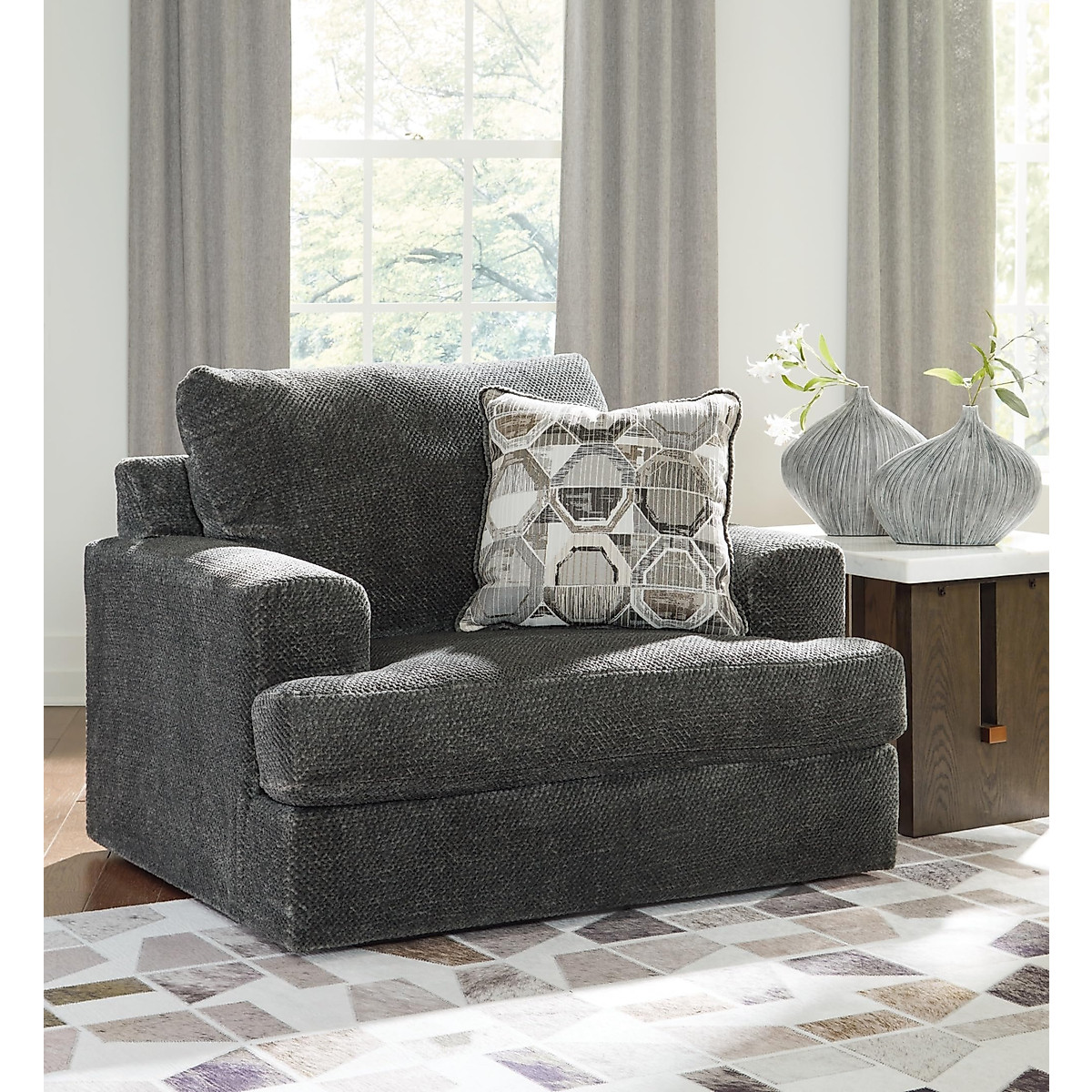 Signature Design by Ashley Karinne Modern Upholstered Oversized Chair, Gray