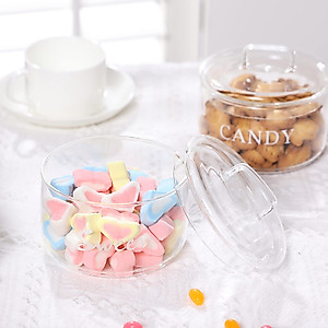KEKEHOME 11oz Glass Candy Dish with Lid Covered Candy Bowl Decorative Cookie Jar Clear Salad Bowl Buffet Storage Container for Home Kitchen Coffee Table Office Desk and Party Wedding