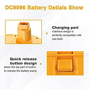SHGEEN 【2023 Upgraded 4600mAh 】 2Pack DC9096 Ni-MH Replacement for Dewalt 18V Battery XRP DC9096 DC9098 DC9099 DW9095 DW9096 DW9098 DE9039