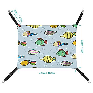 Color Fish Pet Hammock Bed Guinea Pig Cage Hammock Small Animal Hanging Bed for Ferret, Chinchilla, Puppy and Other Small Animals