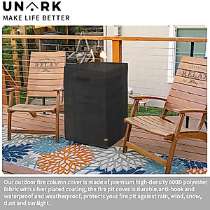 Fire Pit Cover Square Waterproof 21 Inch Outdoor Fire Column Cover, Patio Furniture Covers, 21x21x35inch Wind/fading/dust/sun Resistance, Firepit Covers Square Fire Pit Cover,Black