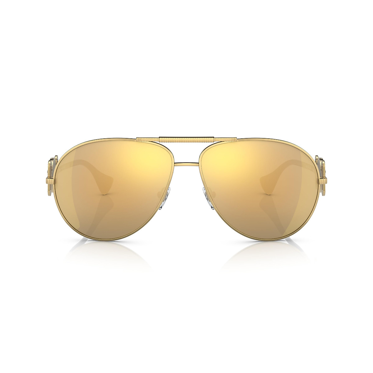 Versace Unisex Sunglasses Gold Frame, Brown Mirror Gold Lenses, 65MM