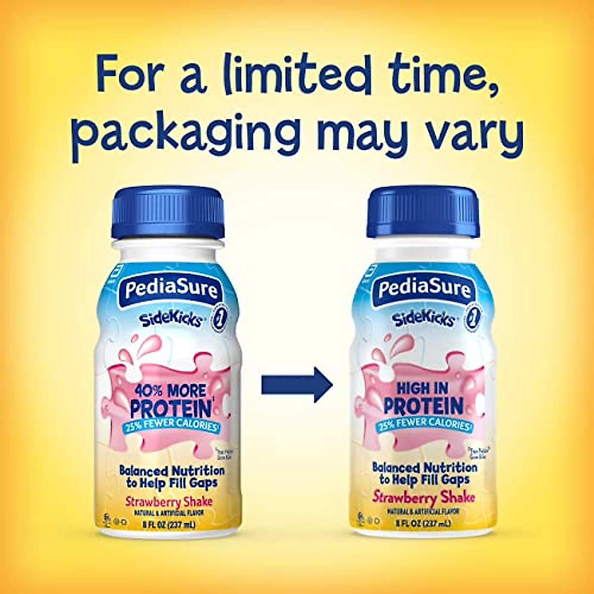 PediaSure SideKicks, 6 Shakes, Kids Protein Shake, With Key Nutrients and Protein to Help Kids Catch Up on Growth and Help Fill Nutrient Gaps, Strawberry, 8 fl oz