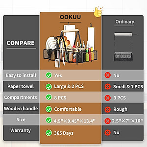 OOKUU Large Grill Caddy, BBQ Caddy with 2 PCS Paper Towel Holder, Picnic Condiment Utensil Caddy for Outdoor Camping, Barbecue Accessories Storage Organizer for Griddle Grilling Tool,Camper Must Haves