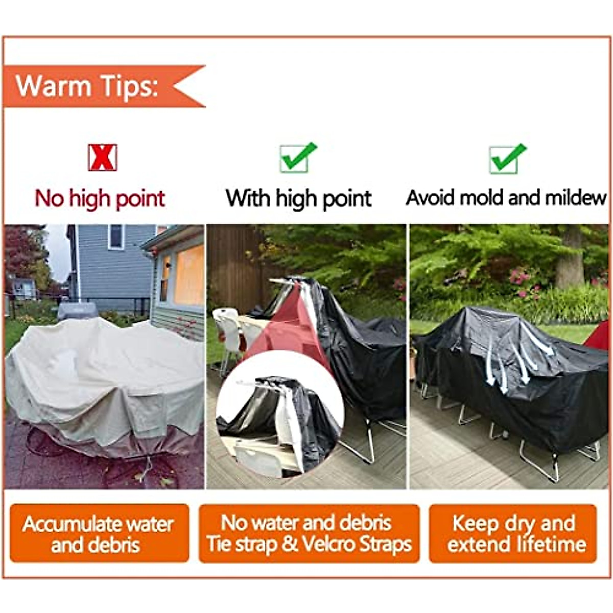 Oslimea Patio Furniture Cover Waterproof, Outdoor Sectional Sofa Set Cover Heavy Duty 420D Rectangle Table and Chair Set Cover (126" L× 63" W× 28" H)