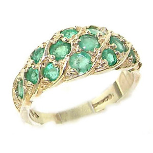 925 Sterling Silver Natural Emerald Womens Anniversary Ring - Size 8.25