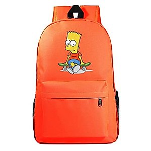 SAZAO Teen The Simpsons Bookbag Lightweight School Backpack Travel Laptop Backpack Durable High School Daypack for Boys, Orange, One Size