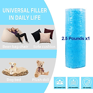 DR.DUDU 2.5lbs Bean Bag Filler Foam, Shredded Gel Memory Foam Filling, Premium Soft and Comfortable Pillow Stuffing Foam for Couch Cushion Dog Bed Chair Arts Crafts Stuffed Animal