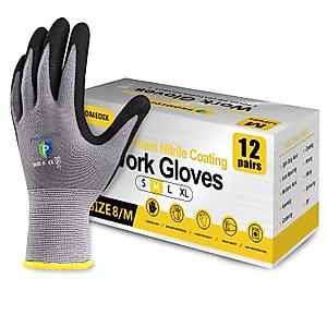 PROMEDIX P Work Gloves MicroFoam Nitrile Coated,Safety Work Gloves Men 3/12/36-pairs,EN388-4131,Nylon&Spandex Work Gloves