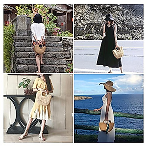 FARVALUE Summer Straw Beach Tote Bag Handmade Large Straw Tote Handbag Women's Handbags And Free Silk Scarves