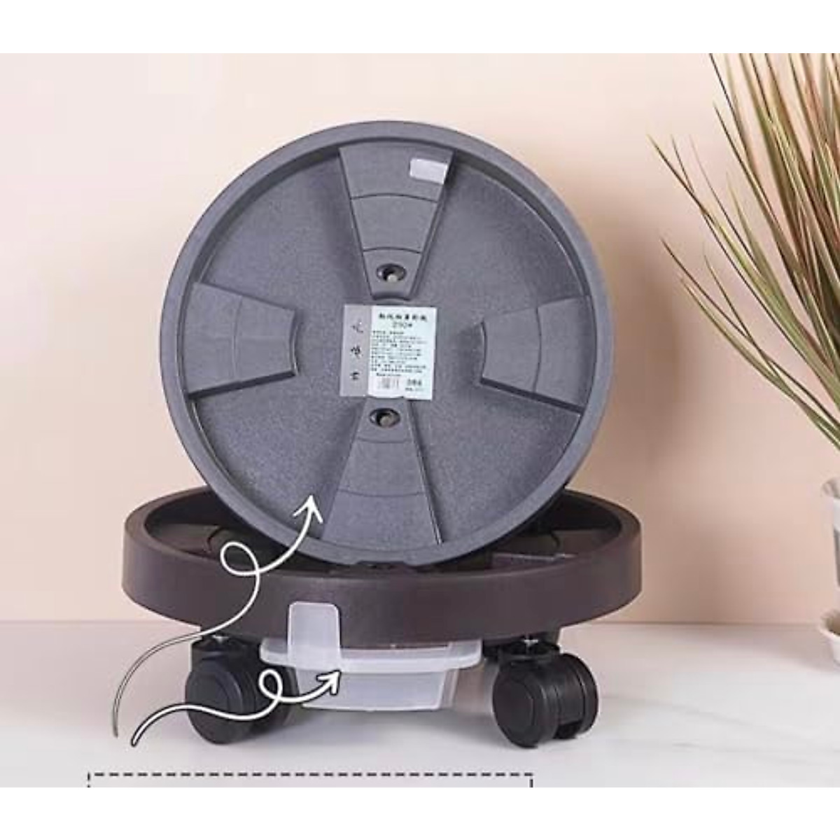 Two Pack HuaBoShi Plant Caddy Stand with Wheels Heavy Duty with Built-in Bottom Ventilation Design and Water Tray Bear Weight up to 160 LB (13” in Diameter)