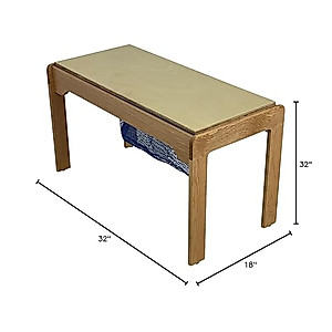 Fun Builder Kids Activity Play Table-Compatible with Lego® Brand blocks-32 x16 Built-in Removable Storage Net for Cleaning-Made in The USA! Solid Wood Frame-Preassembled-Ages 5 & up