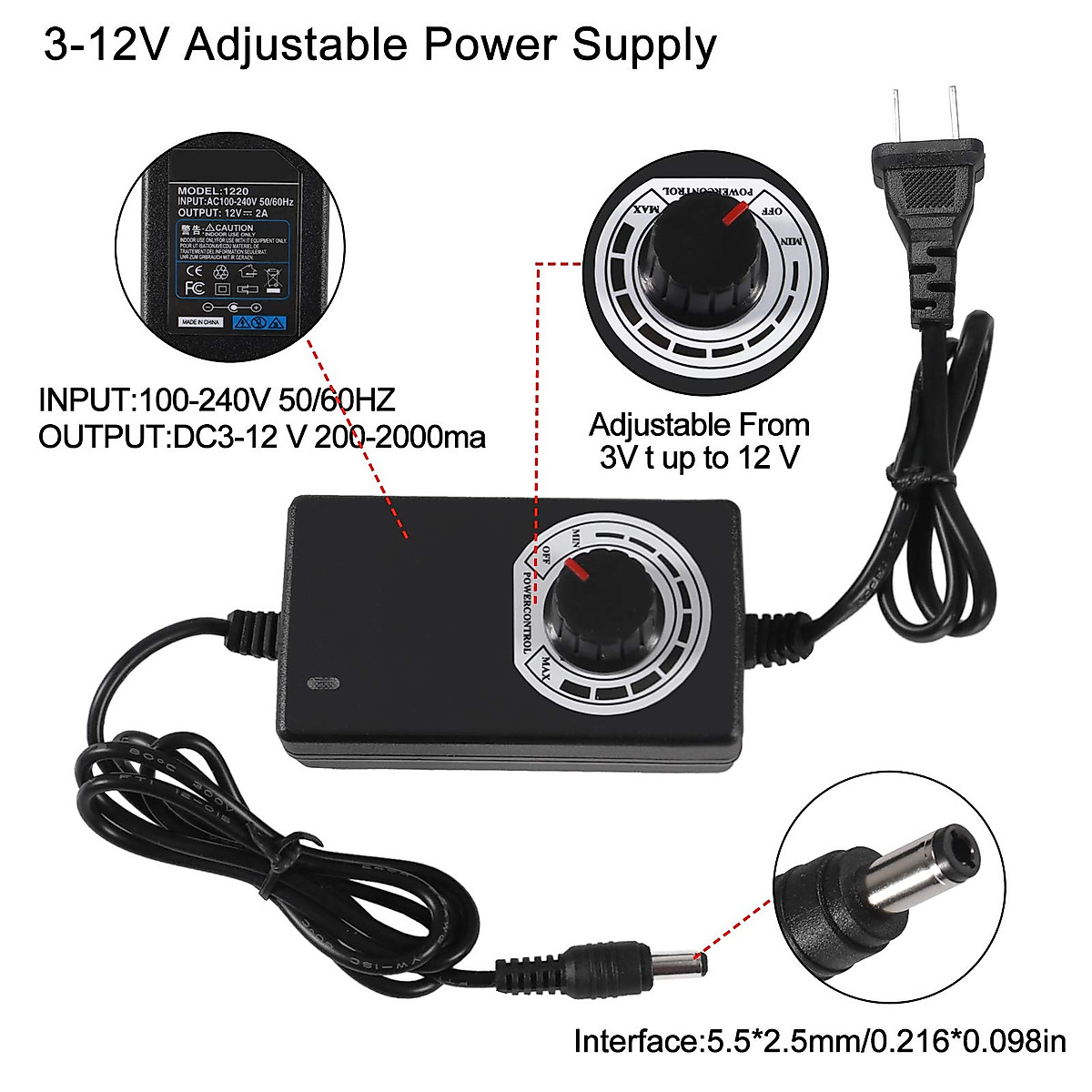 2PCS Blower Cooling Fan 120x25mm 110V 220V AC Powered Cooling Fan Dual-Ball Bearings 3 to 12V Speed Controller Fan for Receiver DVR Compatible with PlayStation Xbox Component