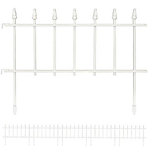 Sunnydaze 5-Panel White Roman Border Fence Set - 9-Foot Overall Length - Decorative Metal Garden, Lawn, and Landscape Fencing - 22 Inches Wide x 18 Inches Tall Per Piece