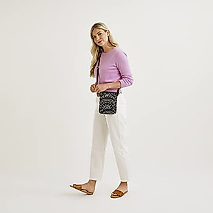 Vera Bradley Women's Cotton Mini Hipster Crossbody Purse With RFID Protection, True Black, One Size