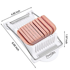 Egg slicer Luncheon Meat Slicer,Egg slicer for hard boiled eggs FENGCHEN Spam slicer With 10 Singing Cutting Wires in Stainless Steel
