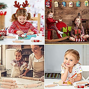 20Pcs Wooden Mini Rolling Pin for Crafts, Kids Small Dough Rolling Pin, Wood Cutting Board Chopping Board with Handle, Blank Wooden Labels with Rope for Halloween Christmas DIY Kitchen Home Decor