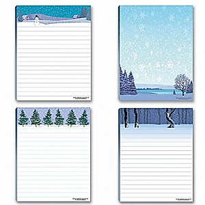 Winter Theme Notepads - 4 Assorted Note Pads - Winter Scene