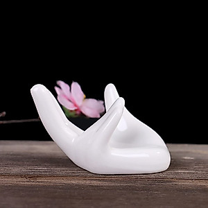 3Pcs Easter Egg Cups Easter Decorations Creative Hand Shaped Easter Egg Holders for Display White Porcelain Egg Cups Ceramic Egg Holders Easter Egg Stand Easter Egg Display Stand for Hard Boiled Eggs