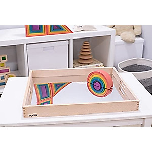 TickiT Wooden Mirror Tray - Explore Reflection, Symmetry and Patterns - for All Ages - Add Reflection to Any Sensory Activity Station