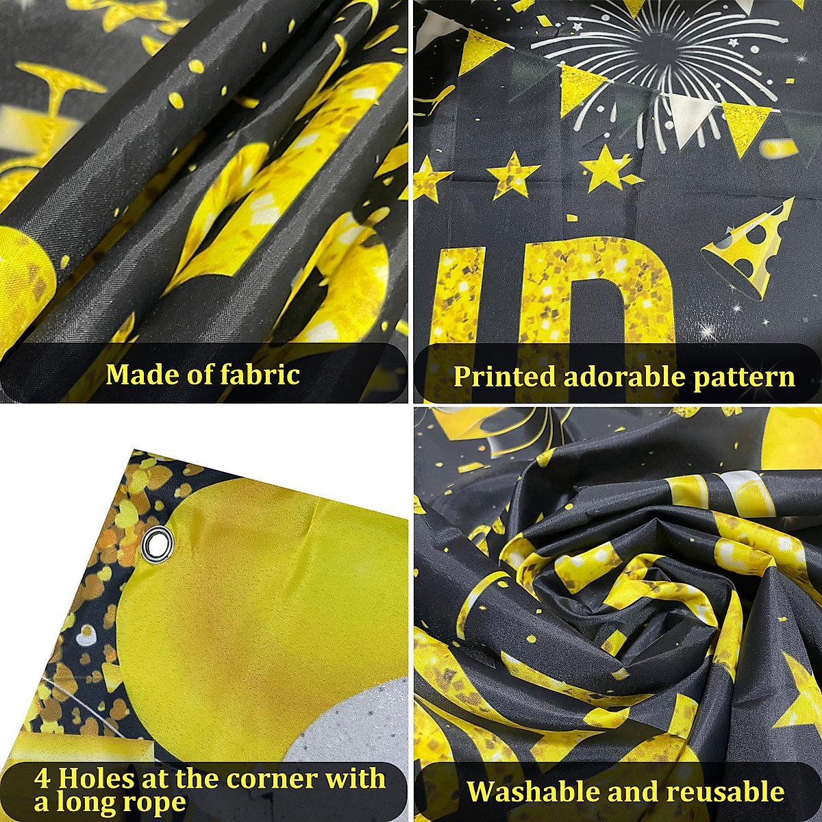 Retirement Party Decorations Men Women, Black Gold Happy Retirement Decorations, Happy Retirement Banner, Retired Backdrop, Balloons, Pompoms, Hanging Swirls, Retirement Card, Cake Topper Set 54pcs