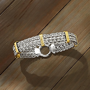 Ross-Simons Two-Tone Sterling Silver Wheat-Link Bracelet. 8 inches