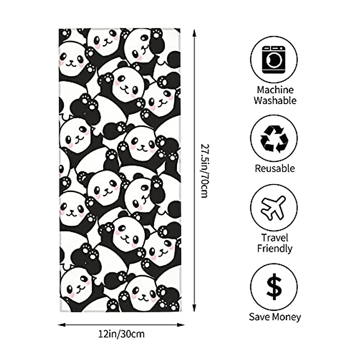 XWQWER Cute Panda Hand Towels 27.5 x 12 in Ultra Soft Highly Absorbent Dish Guest Towel Bathroom Kitchen Multipurpose Towel for Gym, Hotel, Spa and Home Decor