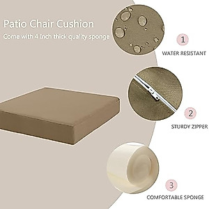 Lmeison Patio Chair Cushions 24 x 24 inch Waterproof Outdoor Chair Cushions Set of 2 Fade Resistant Outdoor Cushions for Patio Furniture Outdoor Seat Cushion for Garden Sofa Couch Chair, Taupe