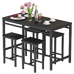 DKLGG Dining Table Set for 4/Bar Table Set, Kitchen Table with 4 Chairs for Living Room, Table and Chairs Dining Set 4 Piece Set for Bar, Pub, Apartment, Restaurant