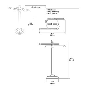 Gatco 1547 Counter Top S Style Towel Holder, Satin Nickel