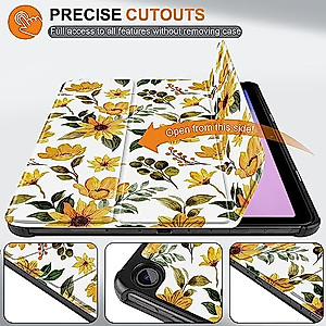 TWOLSKOO Case for Amazon Fire Max 11 Tablet (13th Generation, 2023 Release), [Sleep/Wake Support] Trifold & Shockproof Hard Back Shell Stand Cover - Sunflowers FMX490