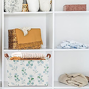 HKEC Rectangle Storage Basket with Handles, Collapsible Storage Box Cute Canvas Organizer Bin for Pet/Kids Toys, Books/Playroom Organization/Toy Bin/Closet/Shelf Baskets/Baby Hamper