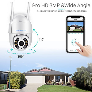 BESDERSEC Security Cameras Wireless Outdoor, Waterproof Cameras for Home Security 360° Panoramic with Night Vision,2-Way Audio,Motion Detection(3MP + 32G TF Card)