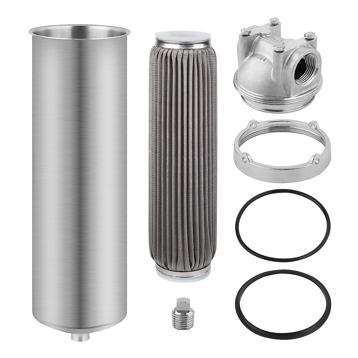 Amwater Stainless Steel Re-Cleanable Filter Cartridge For 20"Filter Housing,20 "Length,2.5 "OD(100 micron)